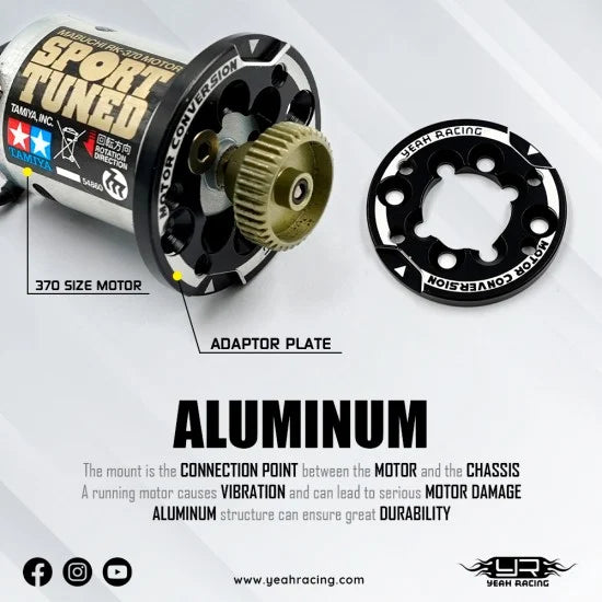 Aluminum 540 Motor Mount (370/380 to 540) [Yeah Racing] YA-0720BK ...
