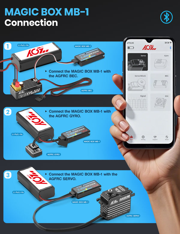 MB-1 MAGIC BOX Bluetooth Programmer for Gyro and Servo [AGFRC] MB1 ...