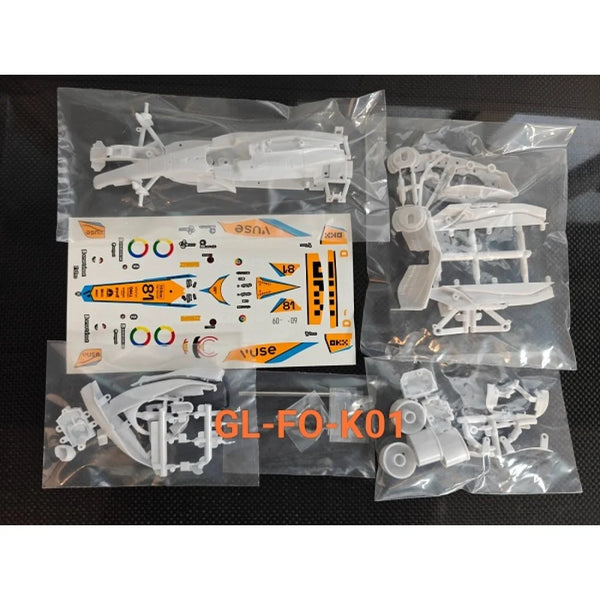 1-28 GL Formula One - WHITE Body Set w/ DECAL SET (K01) ORANGE BLUE #8 ...