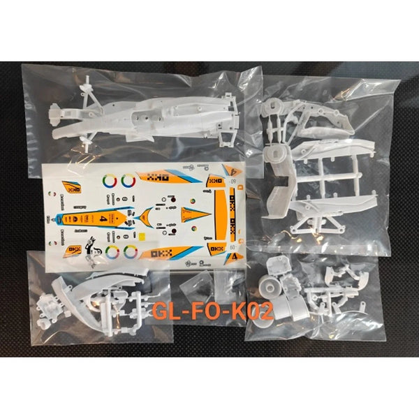1-28 GL Formula One - WHITE Body Set w/ DECAL SET (K02) ORANGE BLUE #4 ...