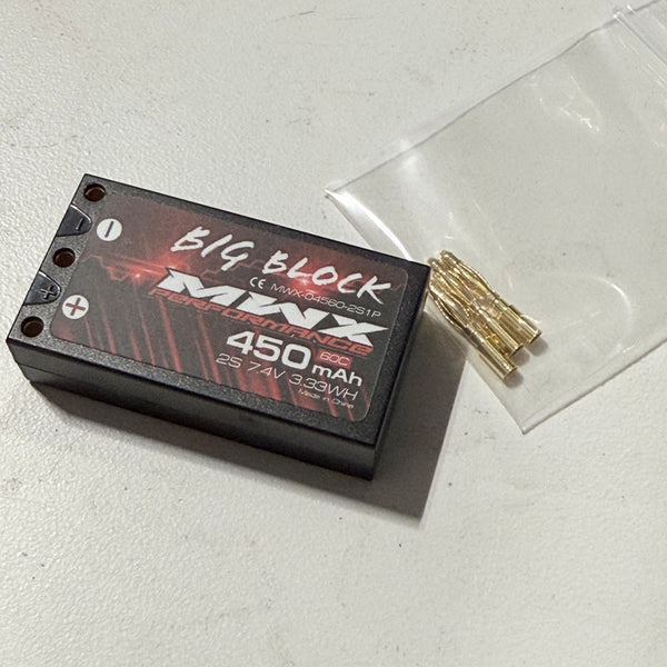 BIG BLOCK 450mah 2S HARD CASE LIPO 7.4v 60C - Lipo (2.0mm Bullet) MINI ...