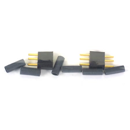 WS Deans Micro Plug 3 Pin Connector Set(pair) (Black) [Deans] WSD1003 ...
