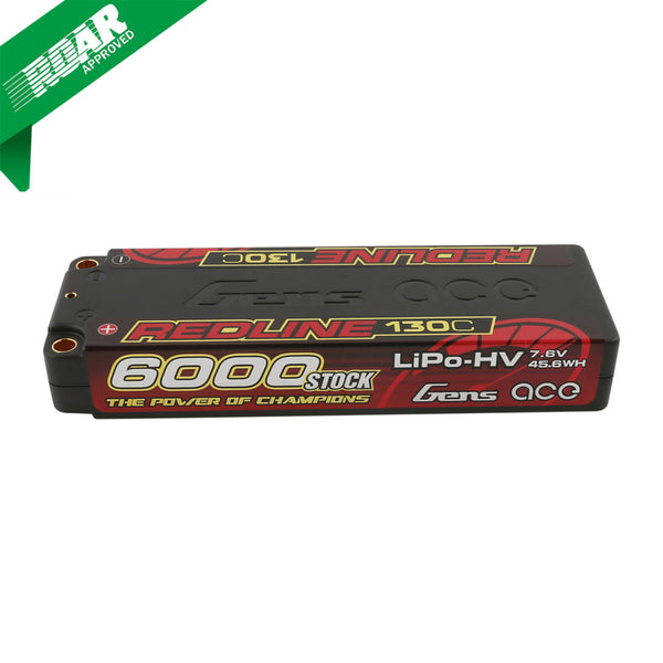 Redline Series 6000mAh 7.6V 130C 2S 2P HardCase HV Lipo Battery [Gens ...
