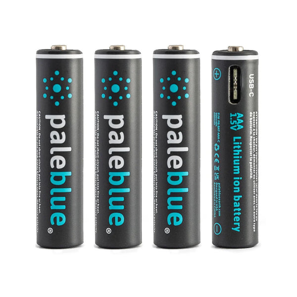 Lithium Ion Rechargeable AAA (900mwH) Batteries 4pk (w/ USB-C Cable ...
