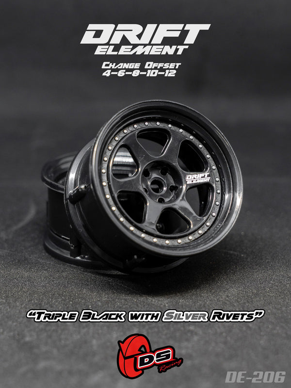 DRIFT ELEMENT II - 6 SPOKE Adjustable Offset (BLACK) [DS Racing] DE-20 ...