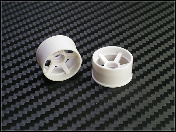 2WD Machine Cut - 5 Spoke Wheels WHITE - RWD Rims for Mini-Z (1-28) (8 ...