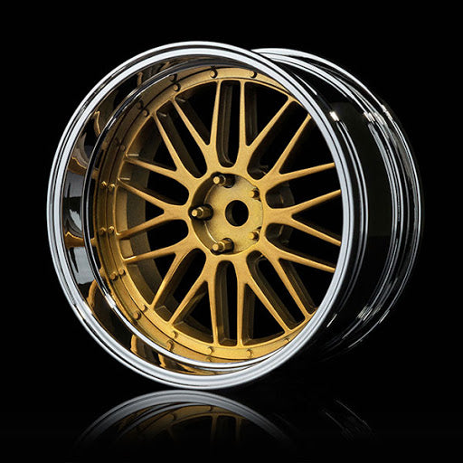 LM Mesh (Chrome - Gold) Adjustable Offset Rims (4-Pack) [MST] 832101GD ...