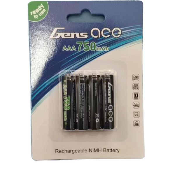 750mah Ni-MH Rechargeable AAA Battery (4pcs) NiMH [Gens Ace] GEANM7501 ...