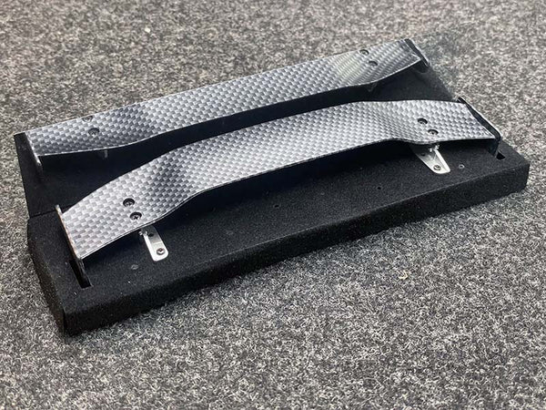 Carbon Fiber Style SPOILER (182mm) with SILVER (LOW MOUNT) WING STANDS ...