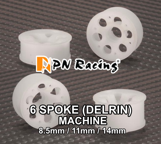 2WD Machine Cut DELRIN WHITE 6 SPOKE Wheels Flanged Rims for Mini-Z (1 ...