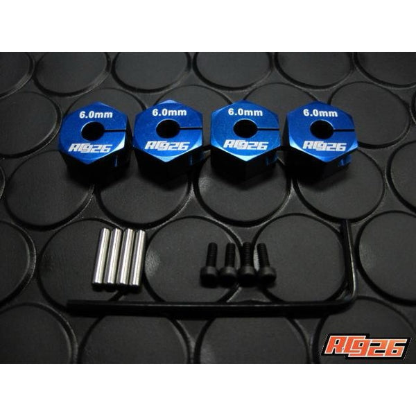 6mm THICK BLUE HEX HUBS for WHEELS (4 PC SET WITH PINS) [RC926] KN-WH0 ...